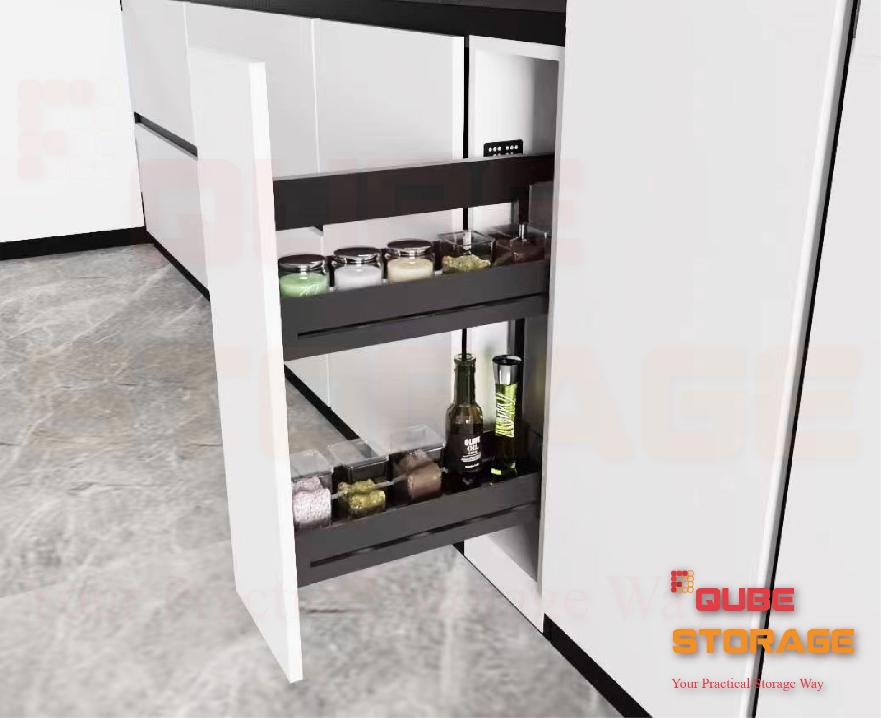 Aluminium Side Basket Multi Purpose Bottle Pull Out Soft Close Side ...