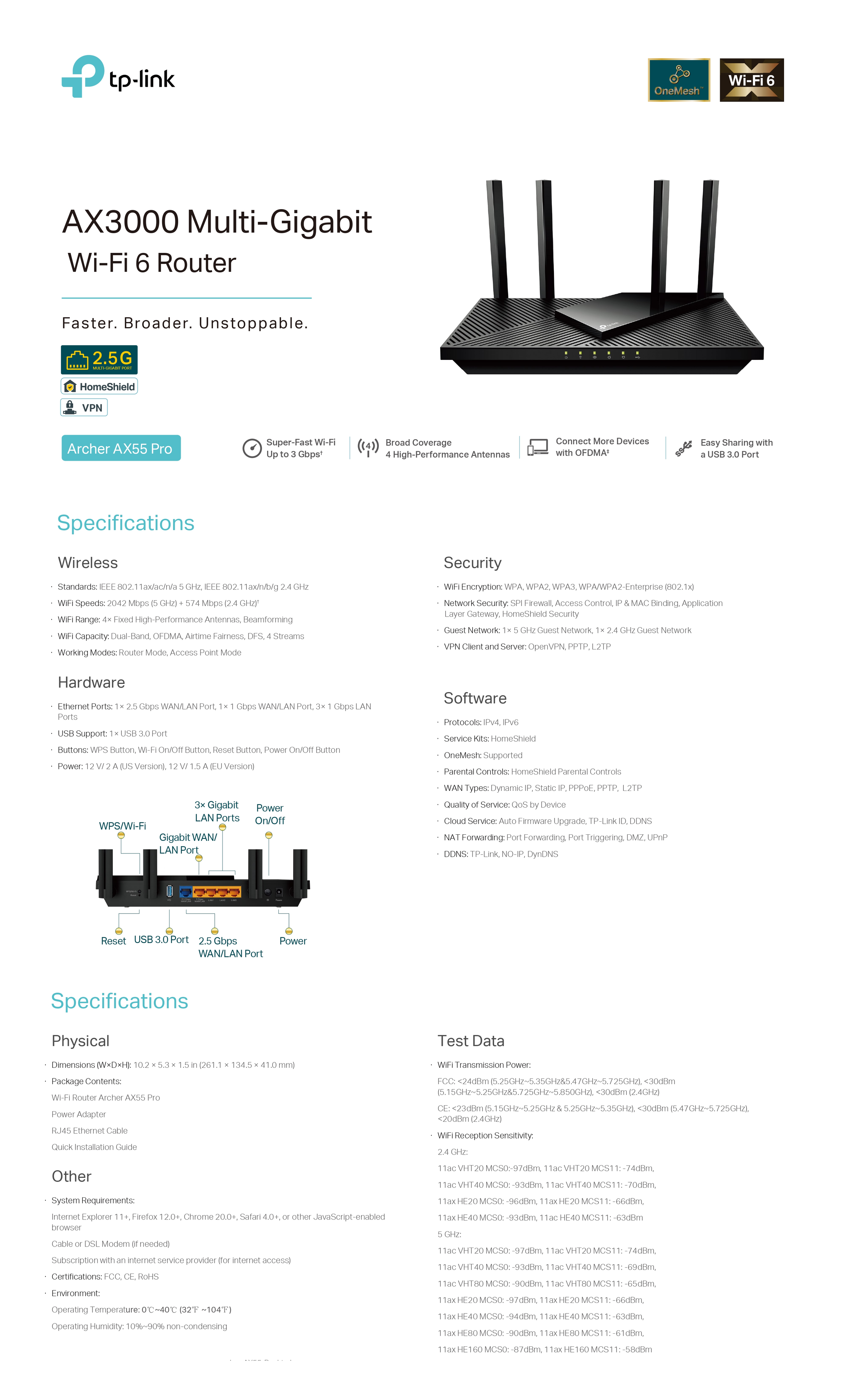 TP-LINK ARCHER AX12 AX1500 / AX23 AX1800 / AX53 AX3000 / AX55 AX3000 ...
