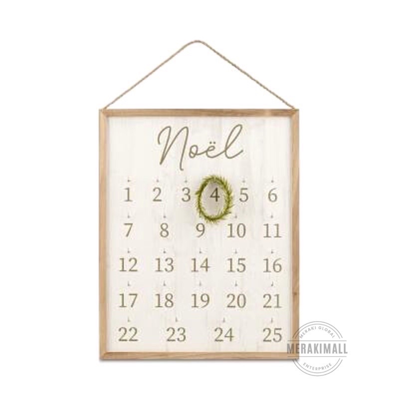 Scandinavian Noel Christmas Advent Calendar with Mini Green Wreath ...