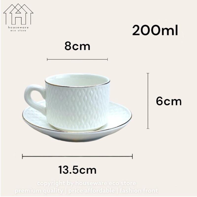 12pcs Ceramic Mug With Saucer / Cawan Seramik Cawan Set ins Kopi Latte ...