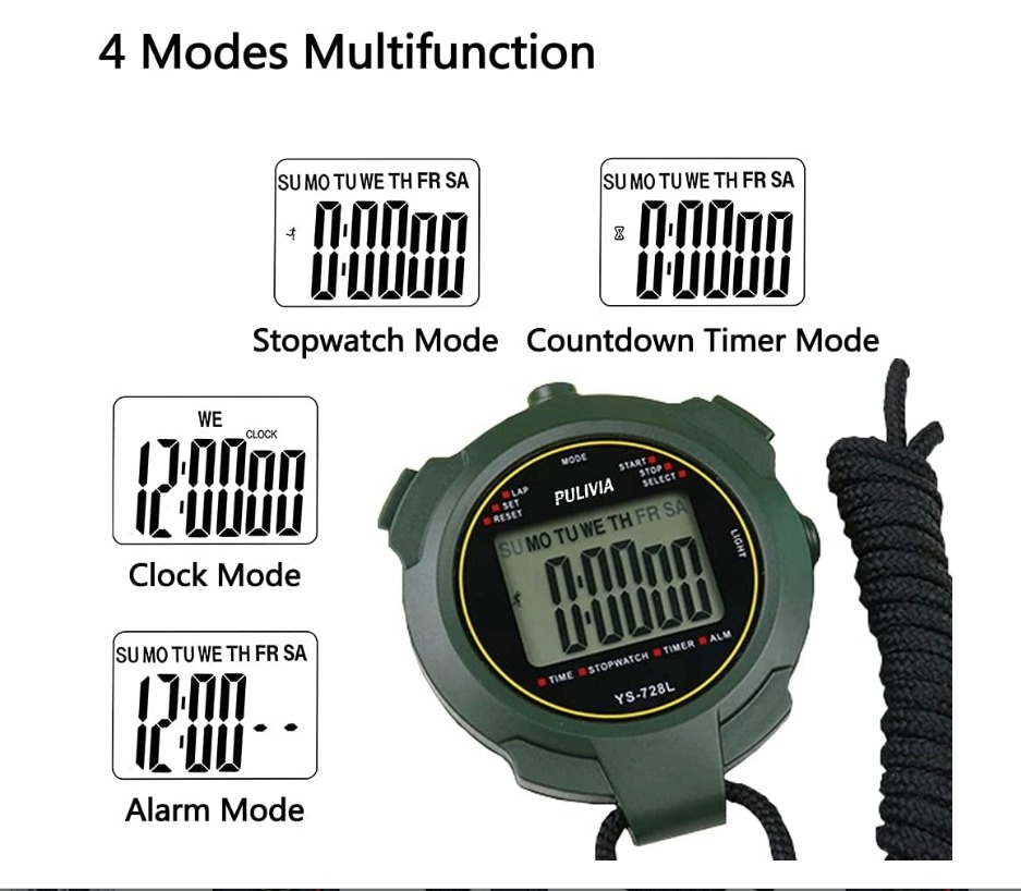 Professional Digital Handheld LCD Chronograph Sports Stopwatch Timer ...