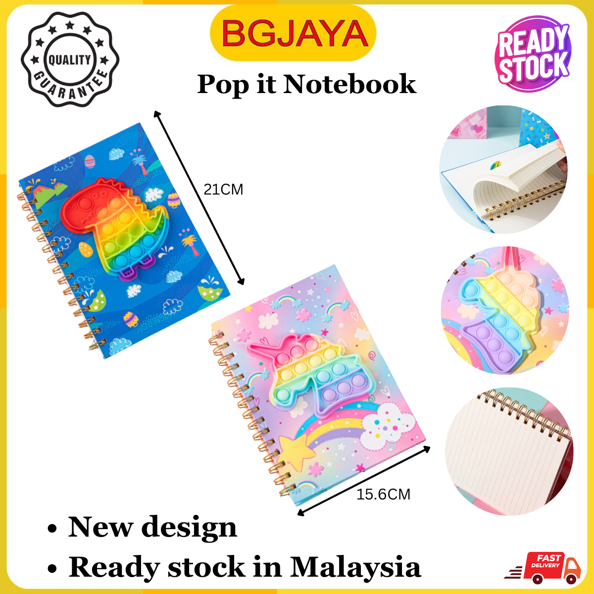 A5 Pop It Notebook Silicone Push Bubble Hardcover Fidget Toys Anti-stress Handbook Stationery ...