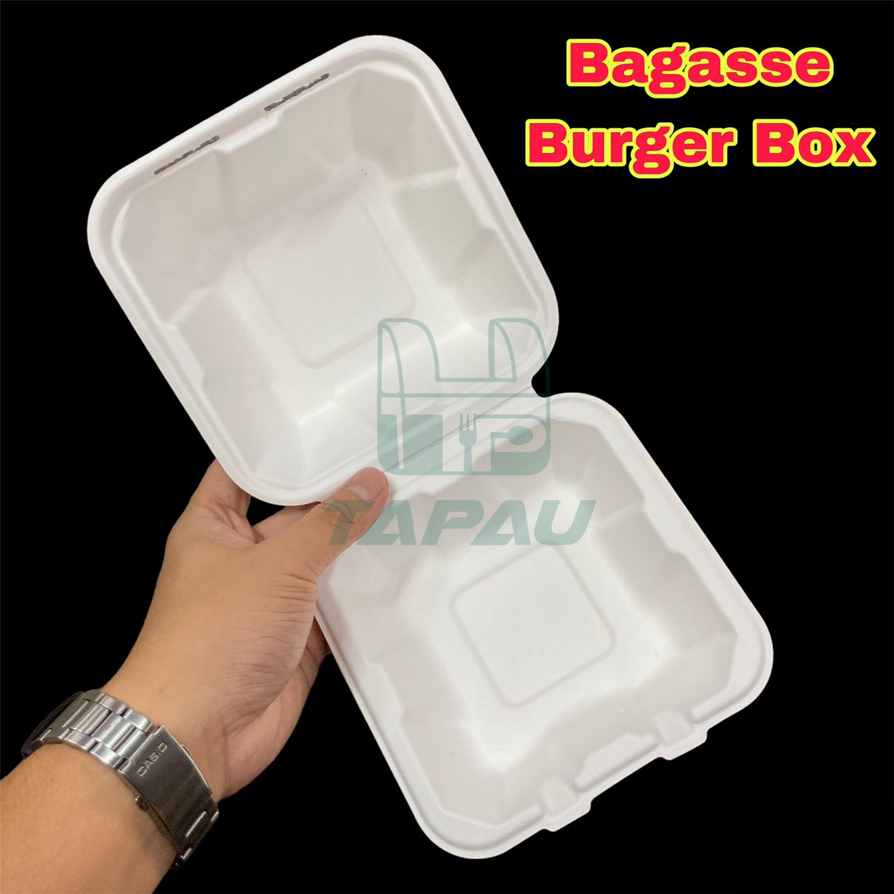 TAPAU002 - TG200 Biodegradable Burger Box 50pcs± Bio Cake Box / Cup Cake Box / Medium Size ...