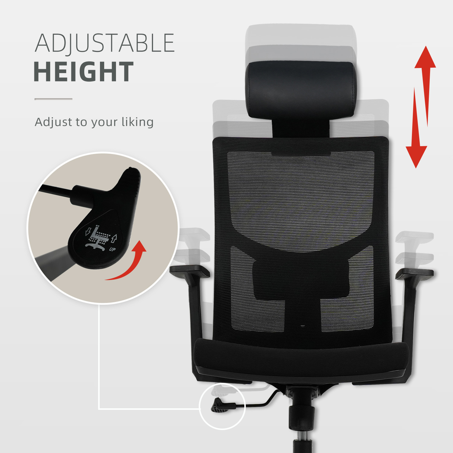 KitchenZ High Back Executive Chair PU Leather Headrest Mesh Ergonomic ...