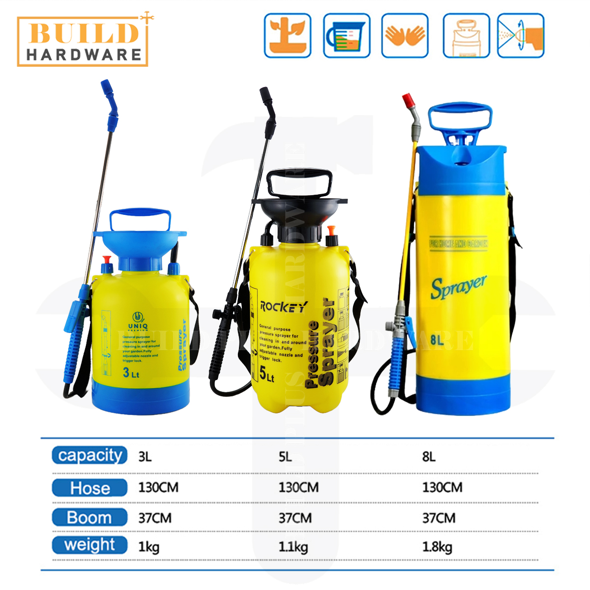 ROCKEY 5L Pressure Garden Sprayer Water Pump Portable Spray Penyembur ...