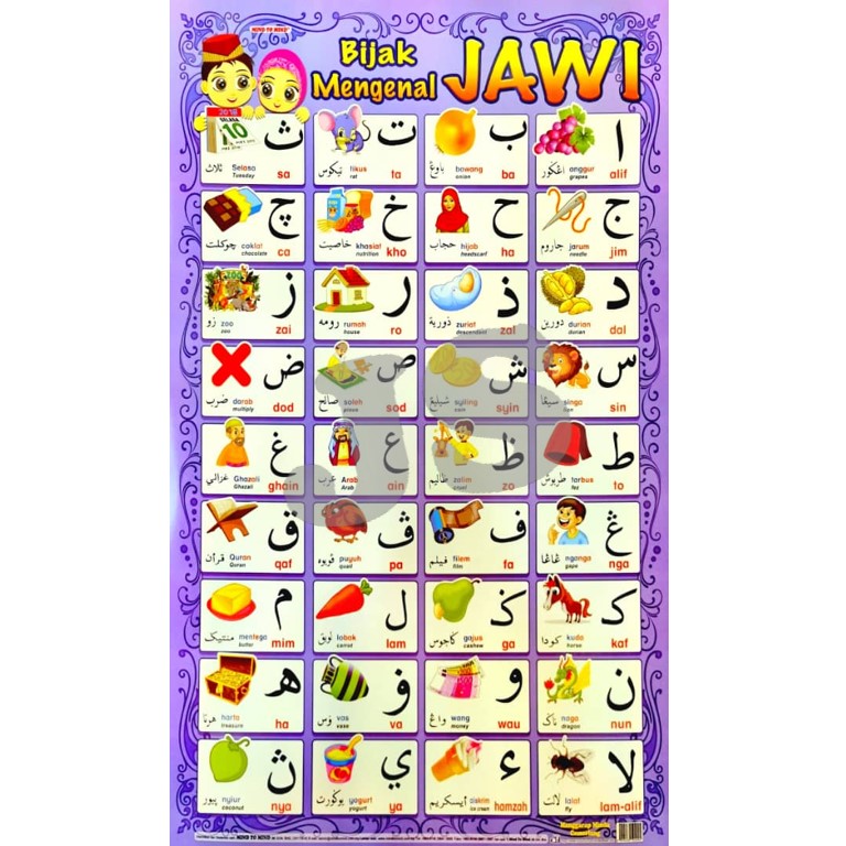 CARTA EDUCATIONAL POSTER BELAJAR HURUF JAWI,SUKU KATA,WARNA,BUNGA ...