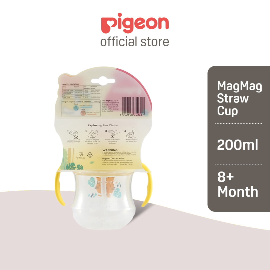 PIGEON NEW MagMag Straw Cup Blue/Pink/ Yellow , 8+ Months (200 ml ...