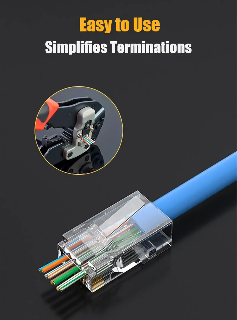 [100PCS] CAT6E MODULAR PLUG NETWORK CONNECTOR RJ45 MODULAR PLUG WITH ...