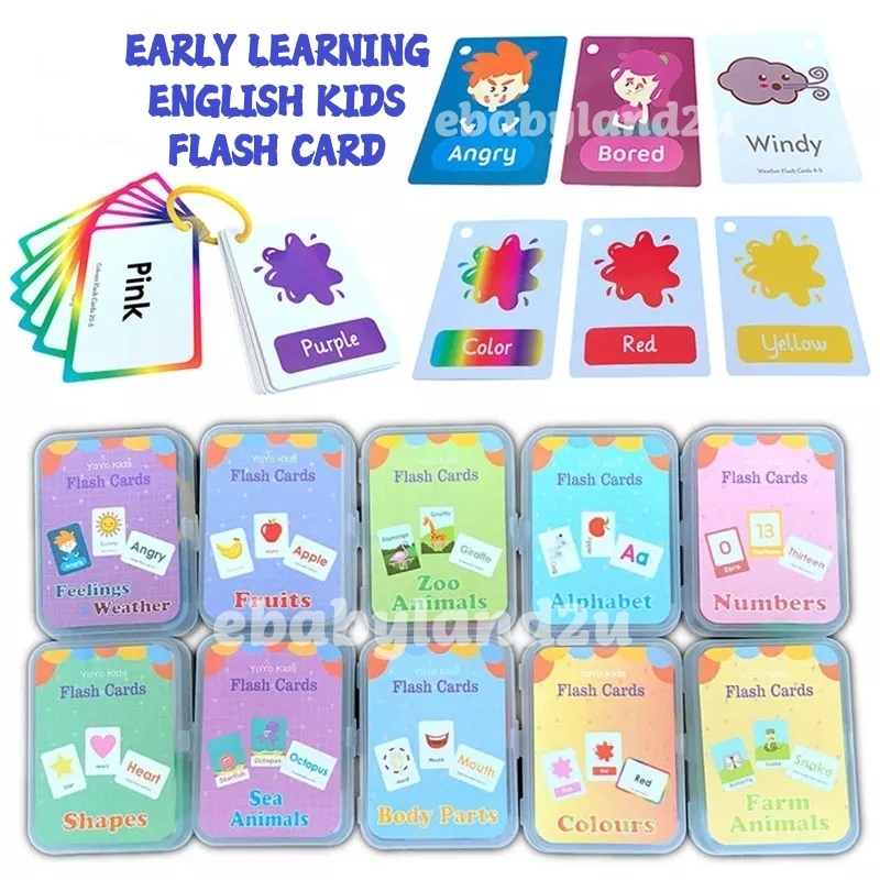Early Learning Flash Card ABC Alphabet Number Animals Fruit Iqra Jawi ...