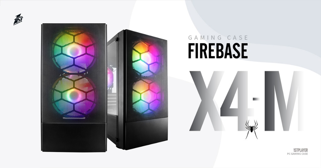 1stPlayer Firebase X4-M Micro-ATX Gaming Case with Build-in 3 ARGB Fan ...