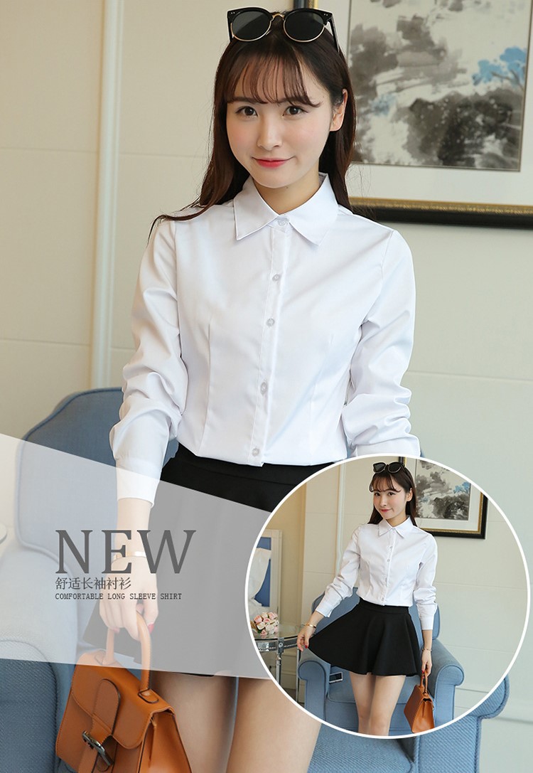 [Ready stock]Premium quality Kemeja putih wanita Office lady Korean style long sleeve blouse ...