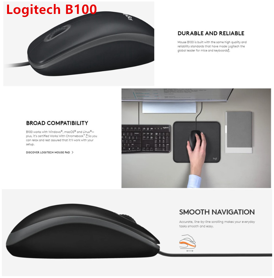 Rapoo N100 / N200 Wired Optical Mouse (1600 DPI) / Logitech B100 ...