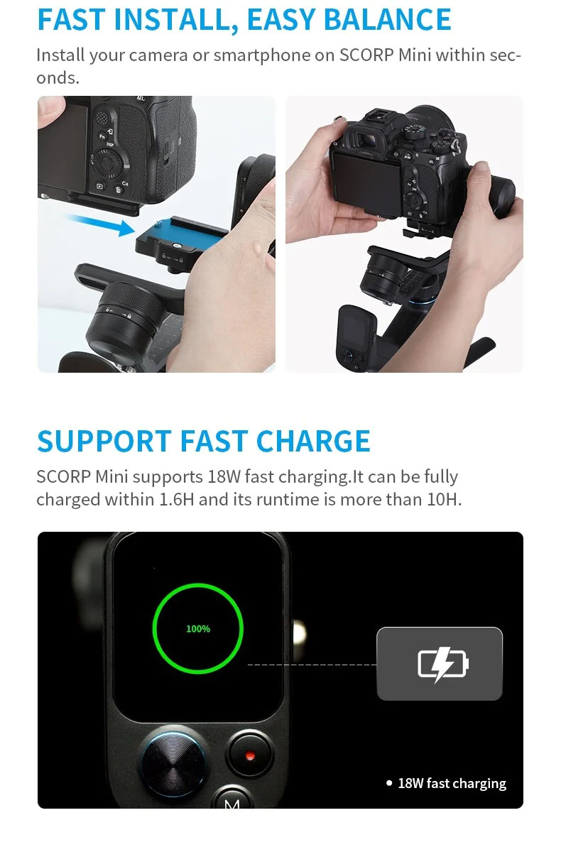Feiyu Scorpion SCORP Mini 2 3-Axis Smart Handheld Gimbal Stabilizer for ...