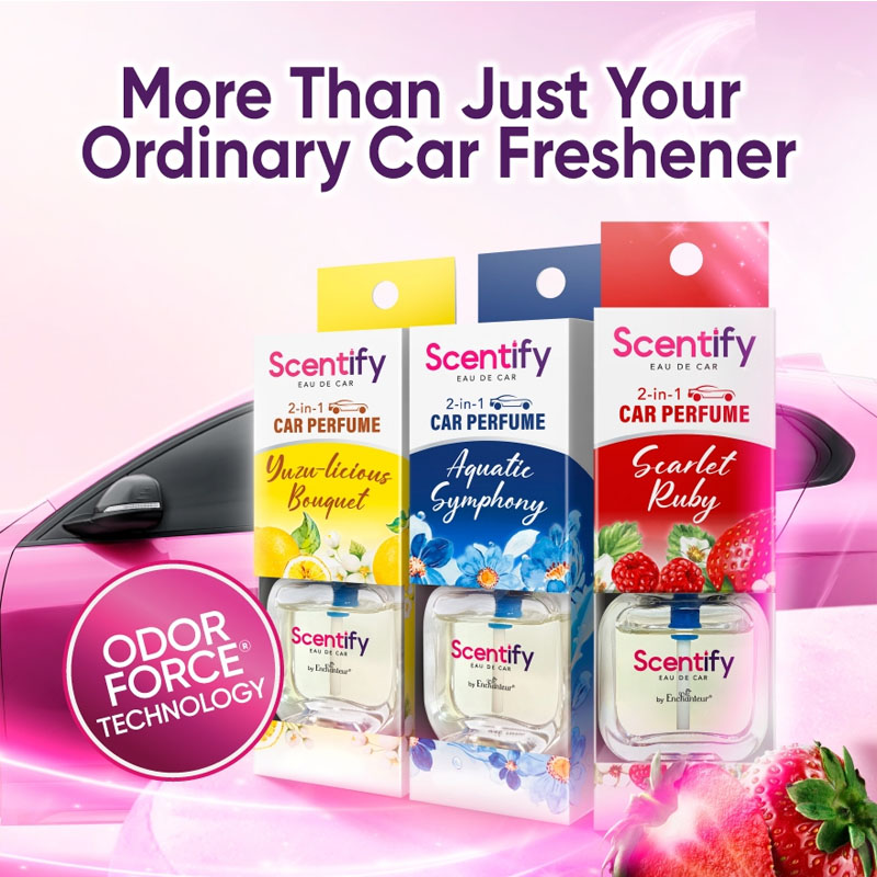 Scentify Car Perfume 2in1 14ml Scarlet Ruby Aquatic Symphony Parfum Penyegar Kereta Enchanteur ...