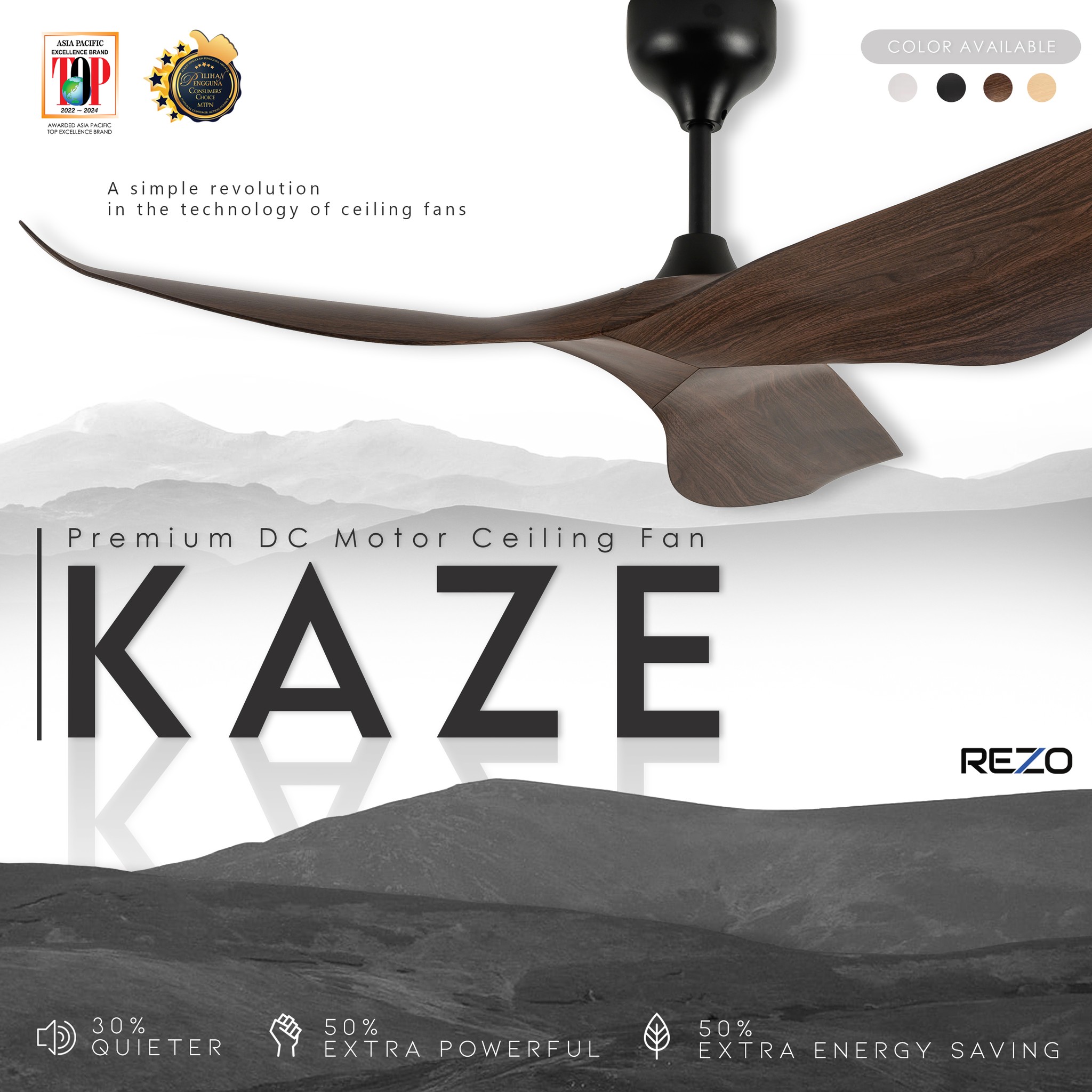 [FREE SHIPPING + 2 GIFT] REZO KAZE 52” DC MOTOR 12 Speed Natural Quiet ...