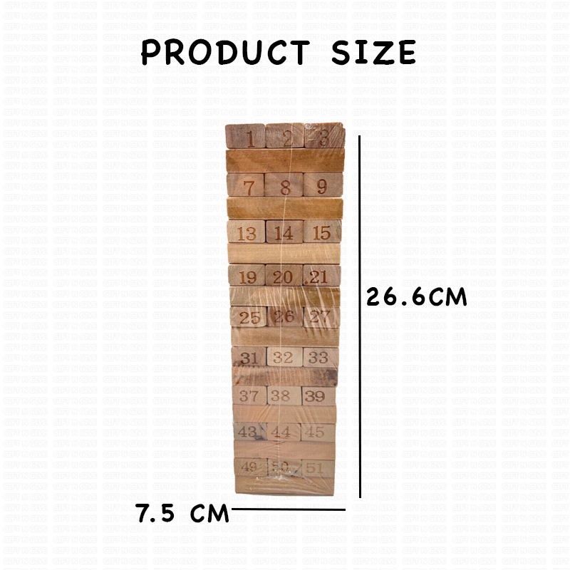 54PCS Large Classic Wooden Tower Toy Colourful Wood Number Stacking ...
