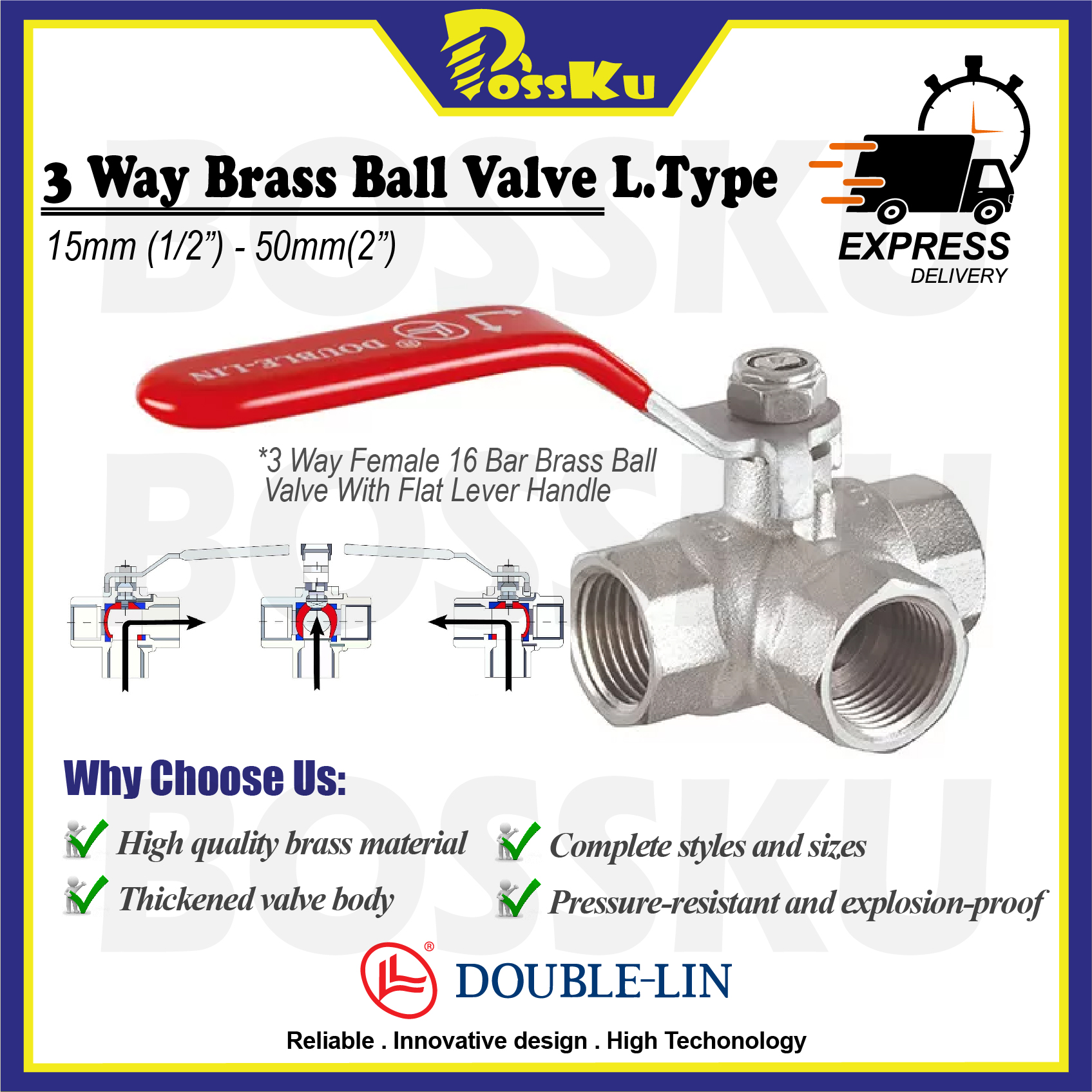 3 Way Valve Brass Ball Valve L Type - 1/2'' 3/4'' & 1'' | Shopee Malaysia