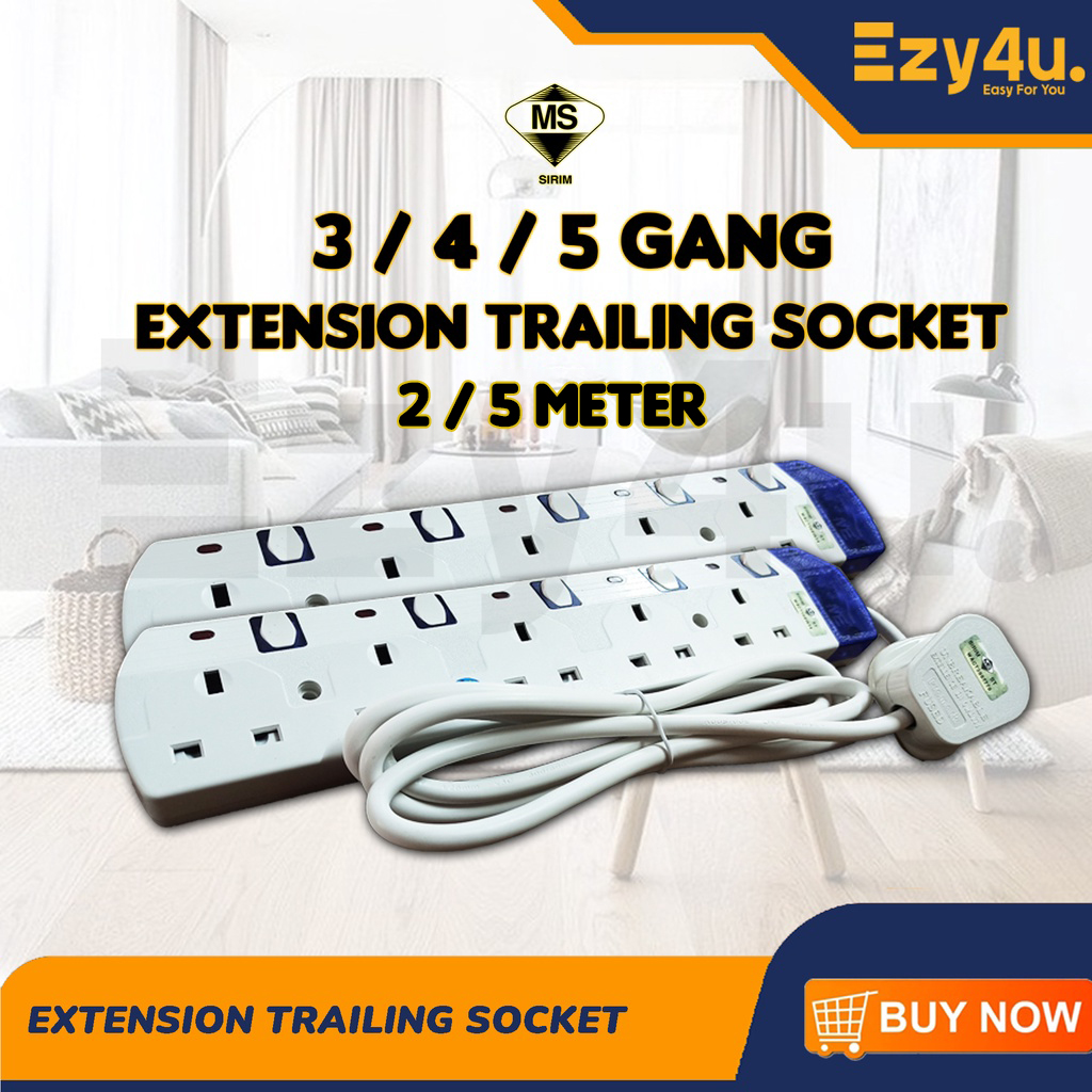 3Gang 4Gang 5Gang Extension Socket Trailing Socket with SIRIM 100% Full ...