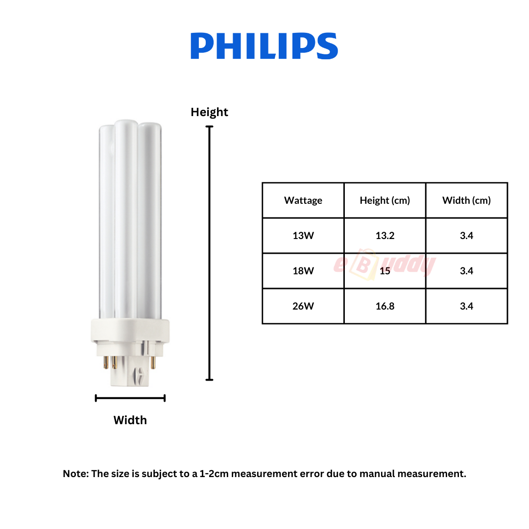 PHILIPS Master PLC 4 Pin 13W 18W 26W ( 3000K / 4000K / 6500K ) (10 PCS ...