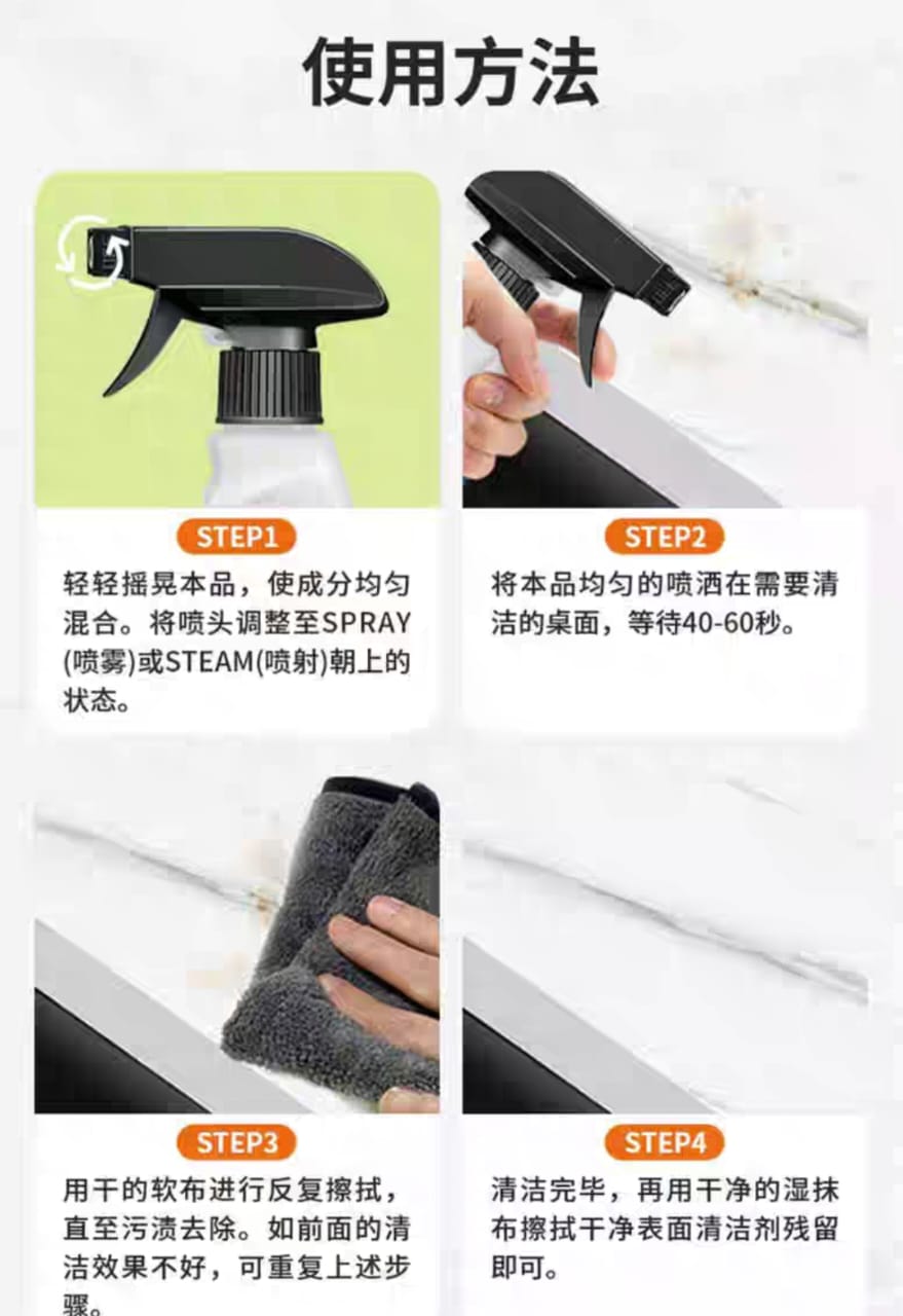 500ml Table Cleaner Table Top Degreasing Cleaner Restaurant Wipe Table ...