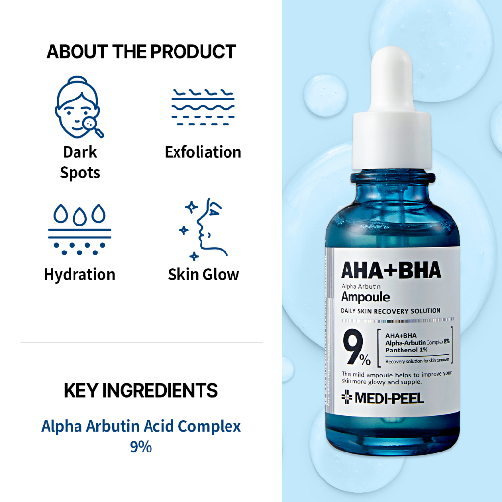 MediPeel AHA+BHA Alpha Arbutin Ampoule Melasma Pore Prone Skin Freckles ...