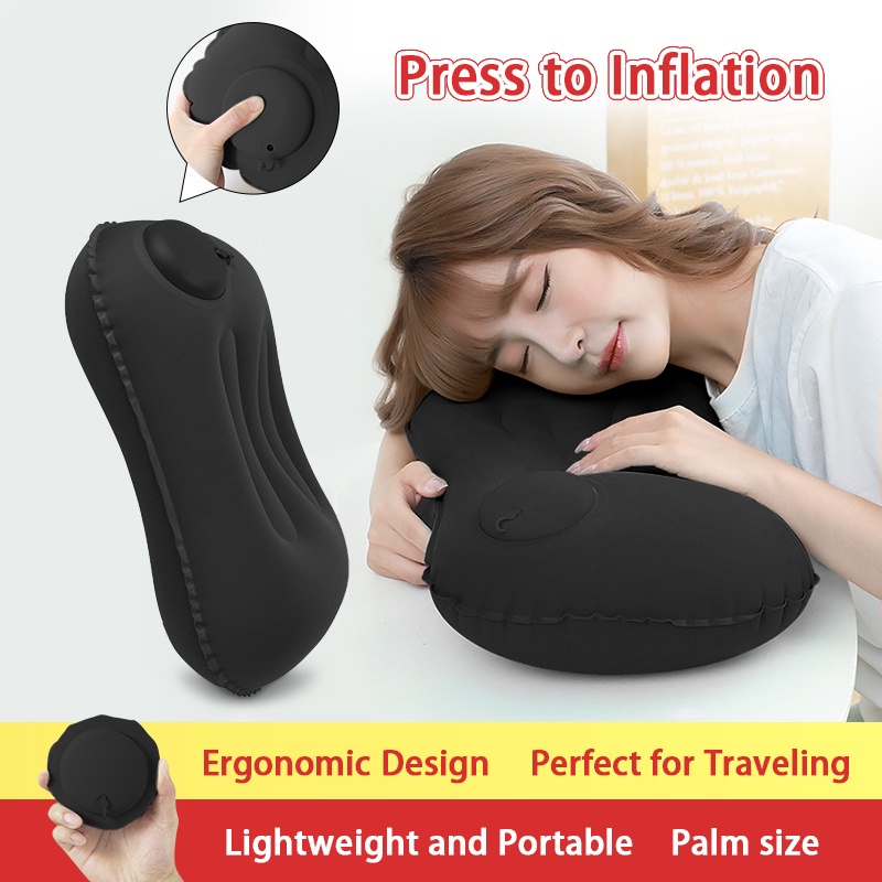 Portable Inflatable Pillow Press Type Inflatable Air U-shaped Neck ...