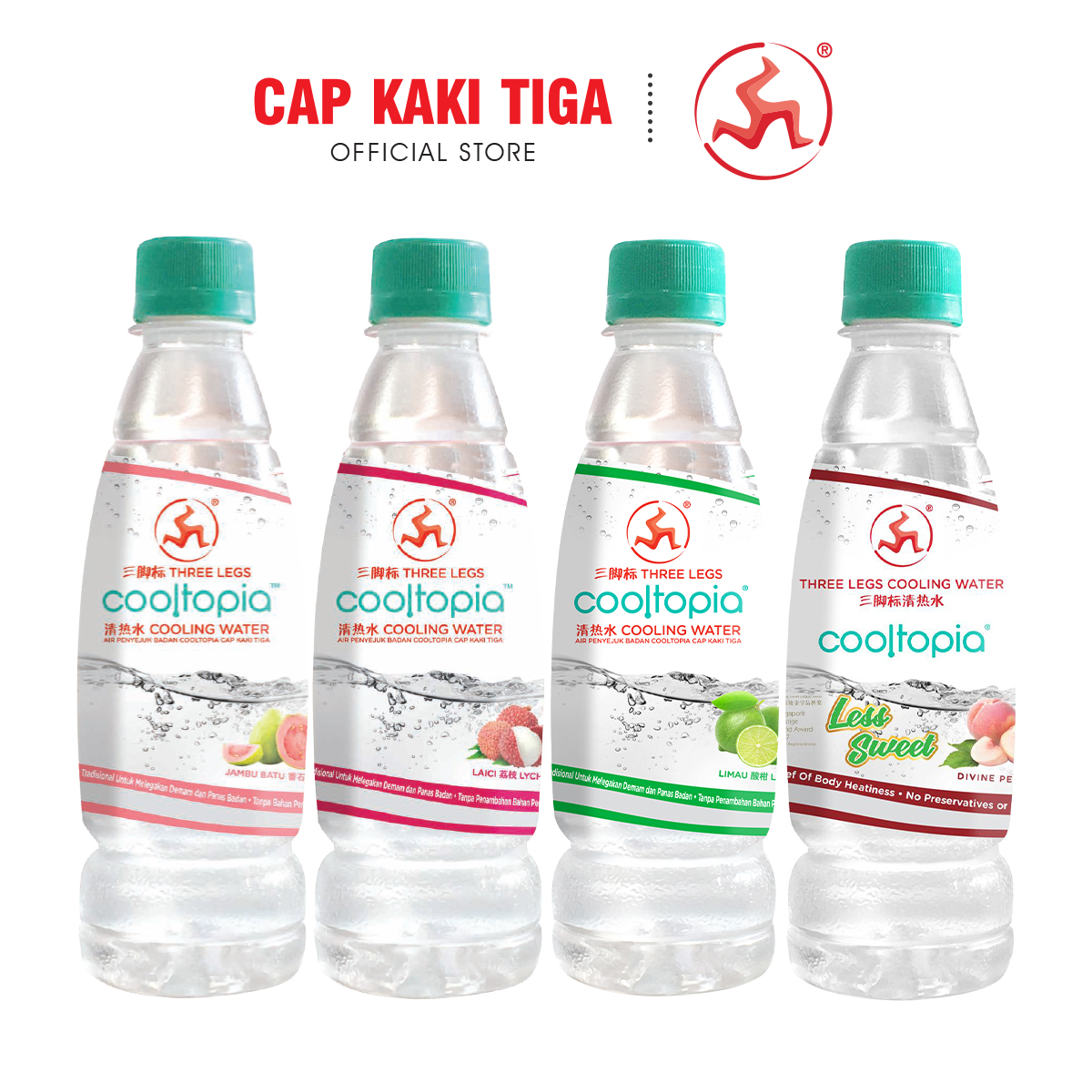 Cap Kaki Tiga Air Peyejuk Badan Cooltopia Perisa Laici / Cooling Water ...