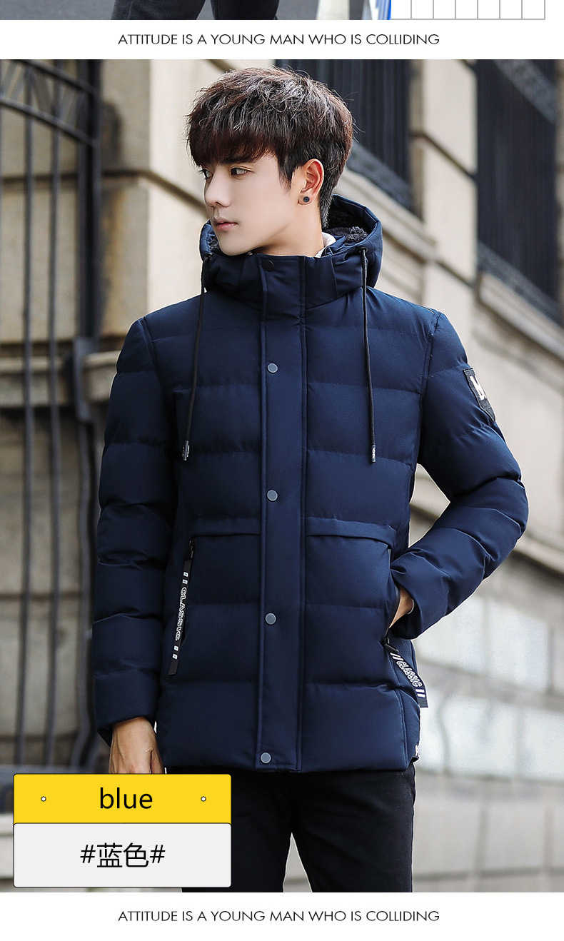 Men Winter Windbreaker Winter Windproof Coat Winter Down Jacket Blue ...