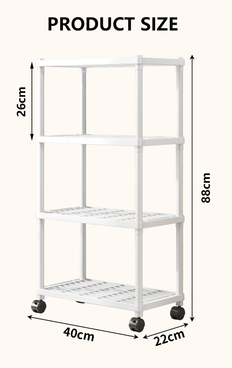3/4 Tier Storage shelf Rack with Wheels Multipurpose Rack Organizer for ...