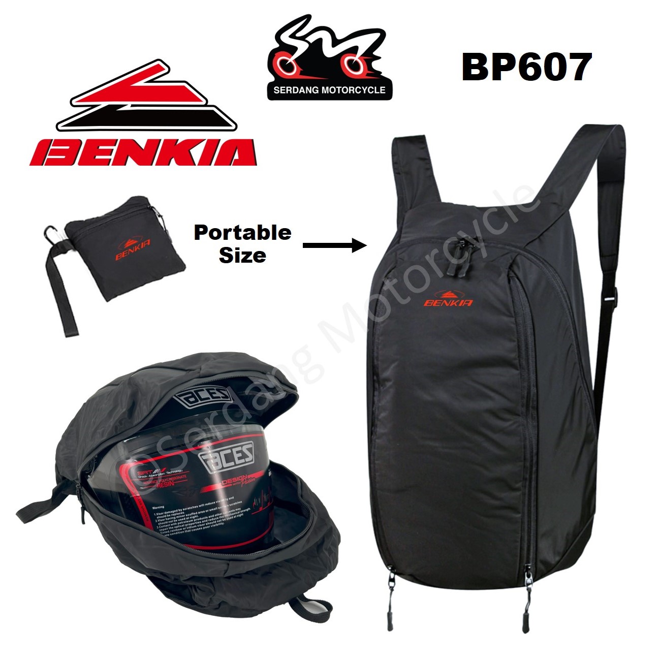 BENKIA BP607 Helmet Backpack Light Weight Pocketable Washable ...