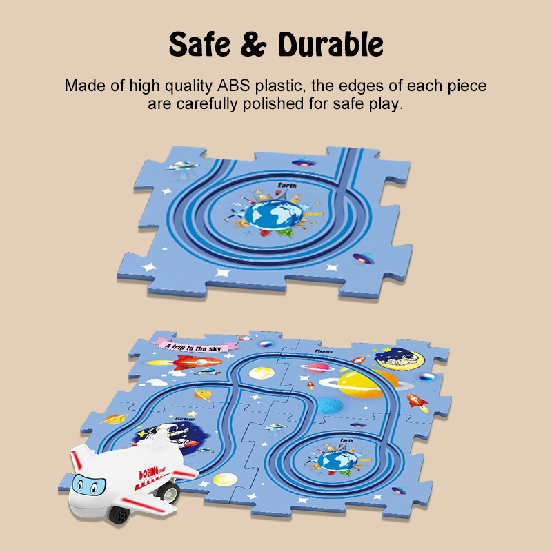 Track Car Toys Puzzle Track Playset Vehicle Airplane Movable Track Kids ...