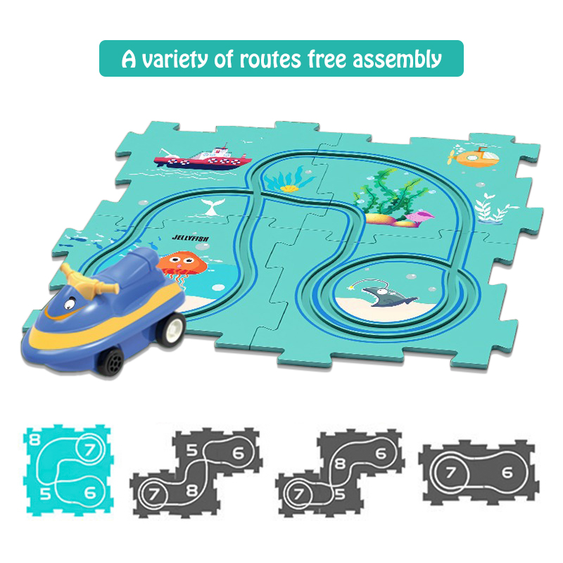 Rail Car Puzzle Vehicle Puzzle Track Playset Fun Race Car Toys ...