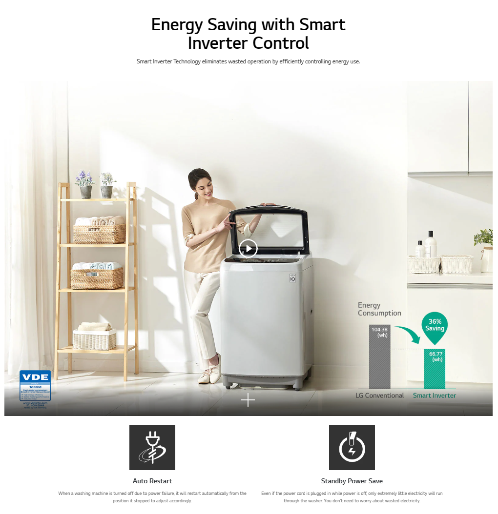 LG Washing Machine Inverter 9KG Top Load Washer Direct Drive Mesin ...