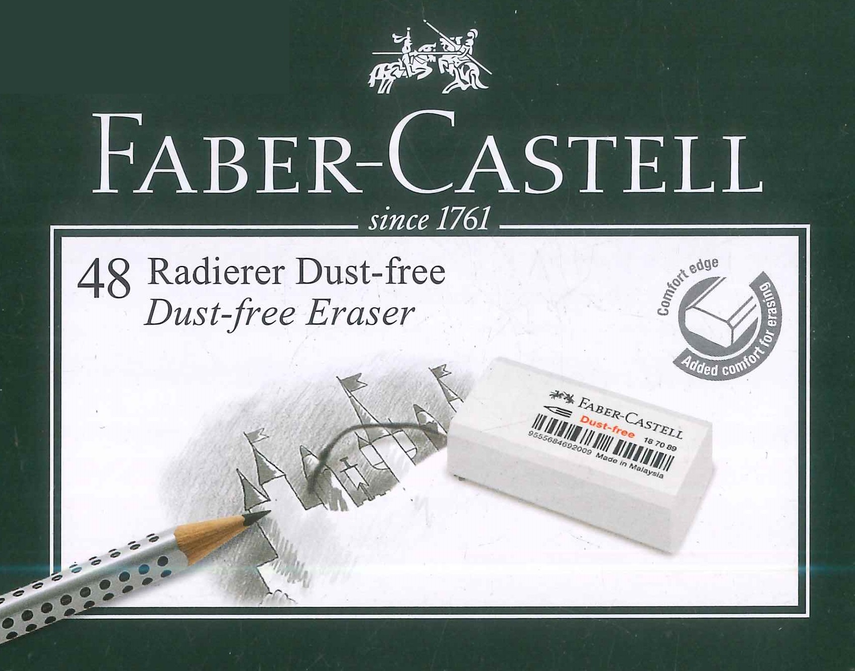 FABER-CASTELL DUST FREE ERASER ( 187086-30PCS / 187089-48PCS ) | Shopee ...