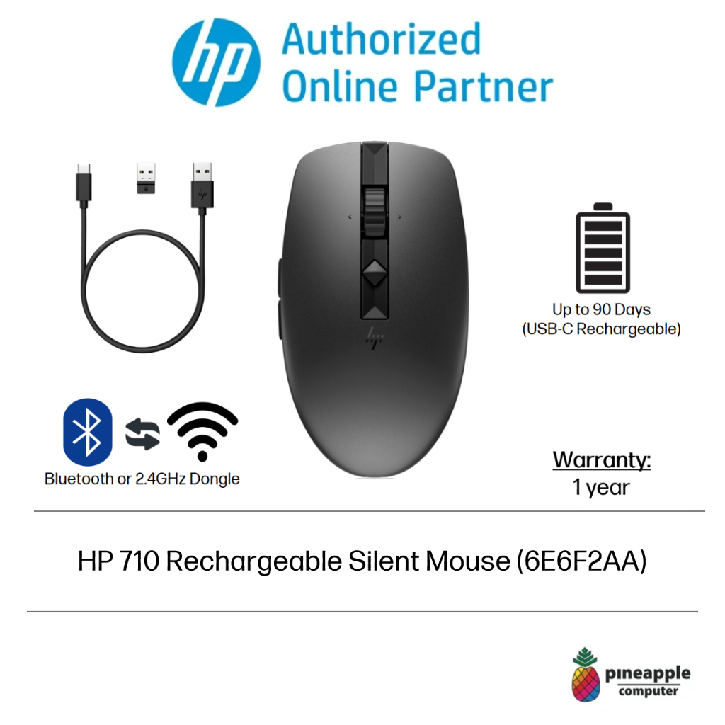 HP 710 Rechargeable Silent Wireless Mouse (6E6F2AA) | Shopee Malaysia