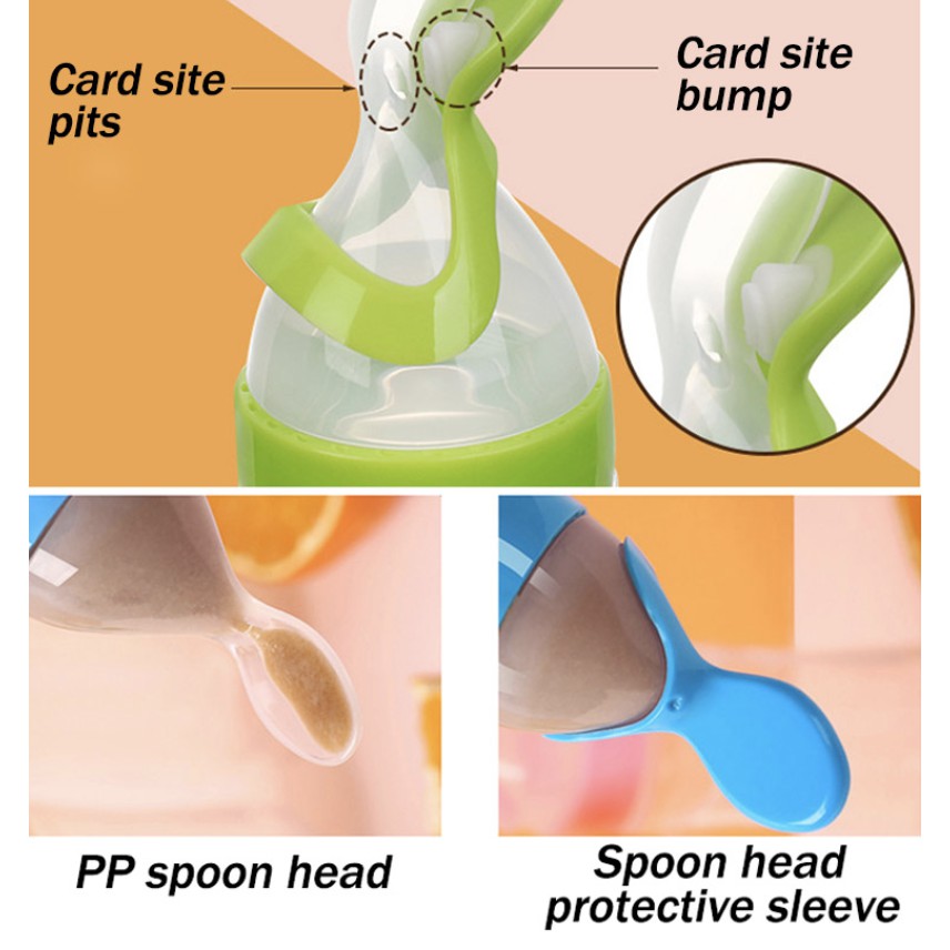 Ready Stock Baby Food Squeeze Feeder With Spoon Cover Silicone Easy ...