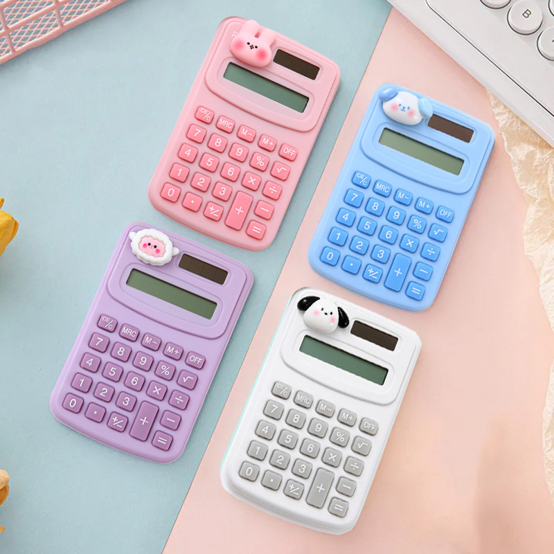 𝟴 𝗗𝗜𝗚𝗜𝗧𝗦 》Mini Cute Cartoon Pocket Calculator LCD Solar Portable Size ...
