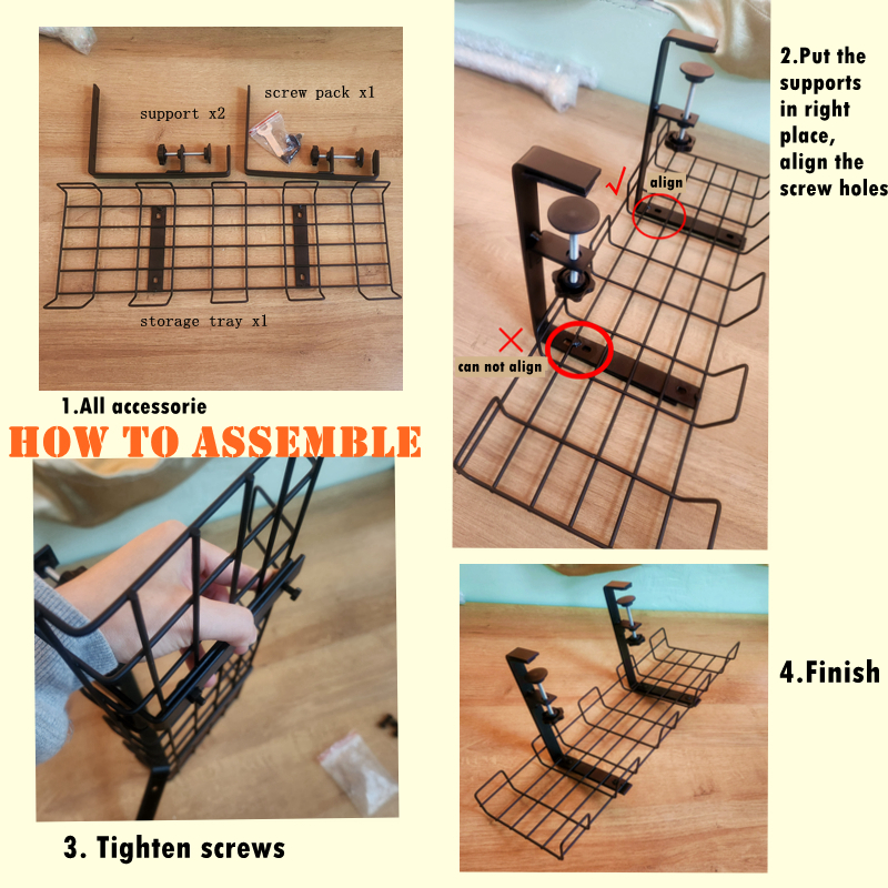Under Desk Cable Management Rack No Punching Wire Row Storage Rack ...