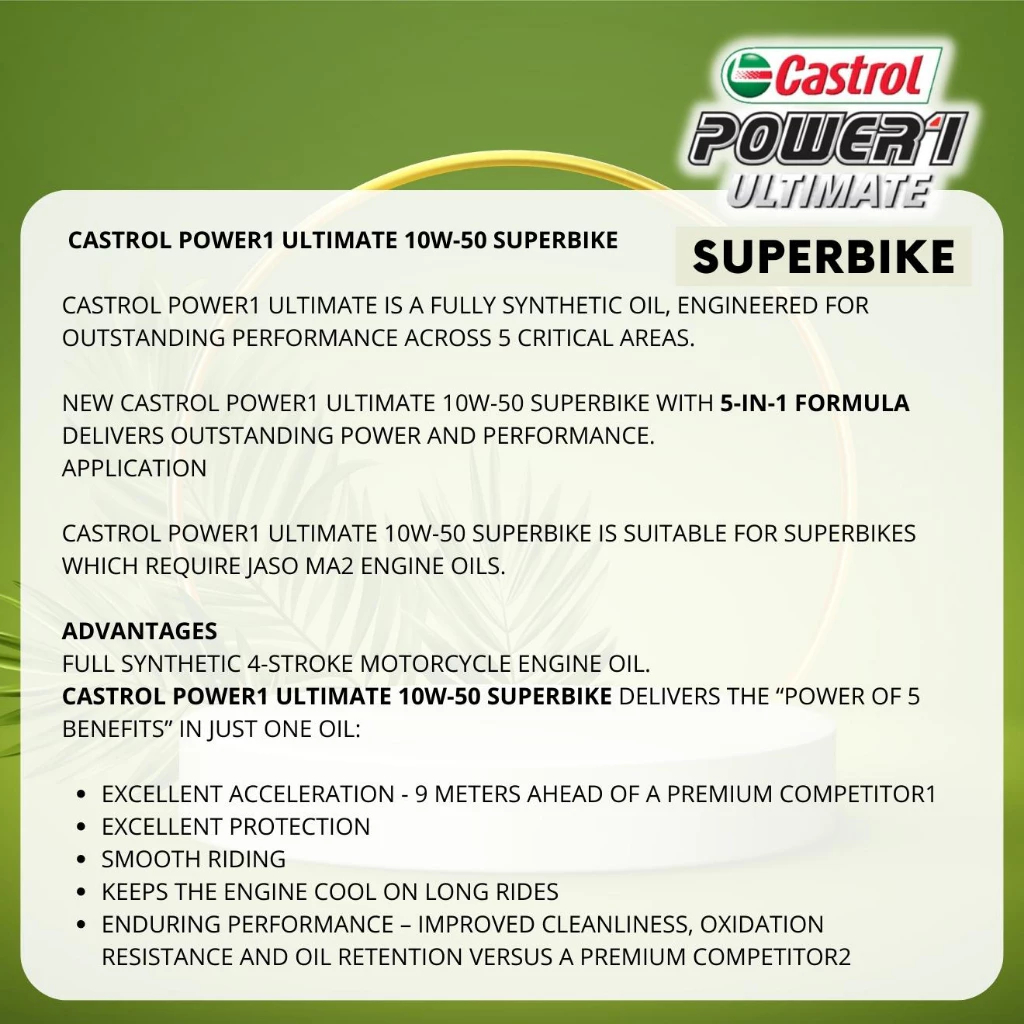 100% ORIGINAL ULTIMATE SUPERBIKE FULL SYNTHETIC CASTROL POWER1 ULTIMATE ...