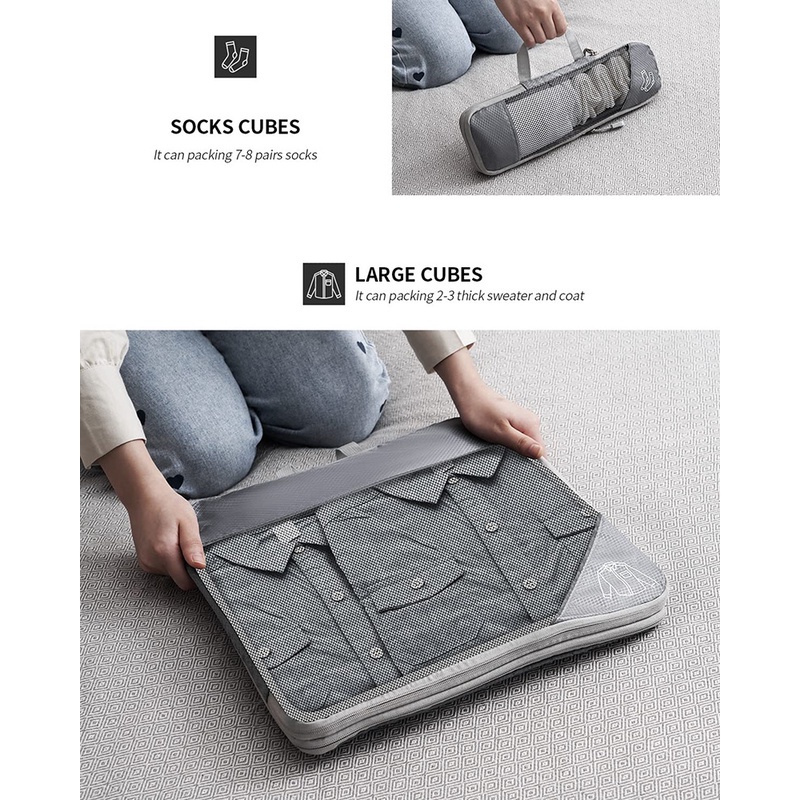 🇲🇾Ready Stock🔥 6pcs Travel Packable Bag Zipper Compression Packing ...
