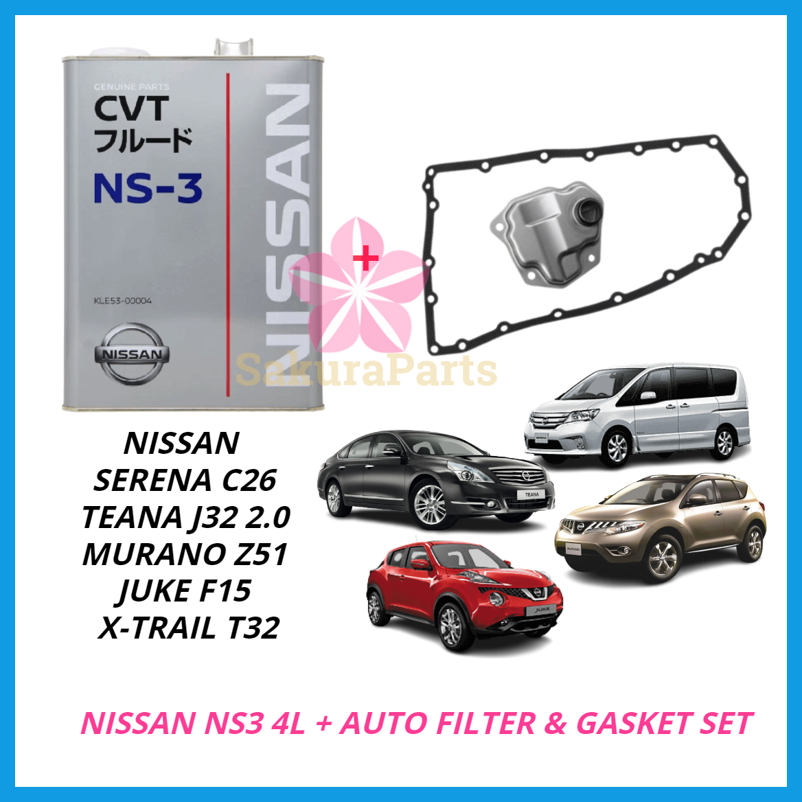NISSAN NS3 CVT FLUID + AUTO FILTER SET For Nissan MURANO / SERENA C26 & C27 / X-TRAIL T32 2014 ...