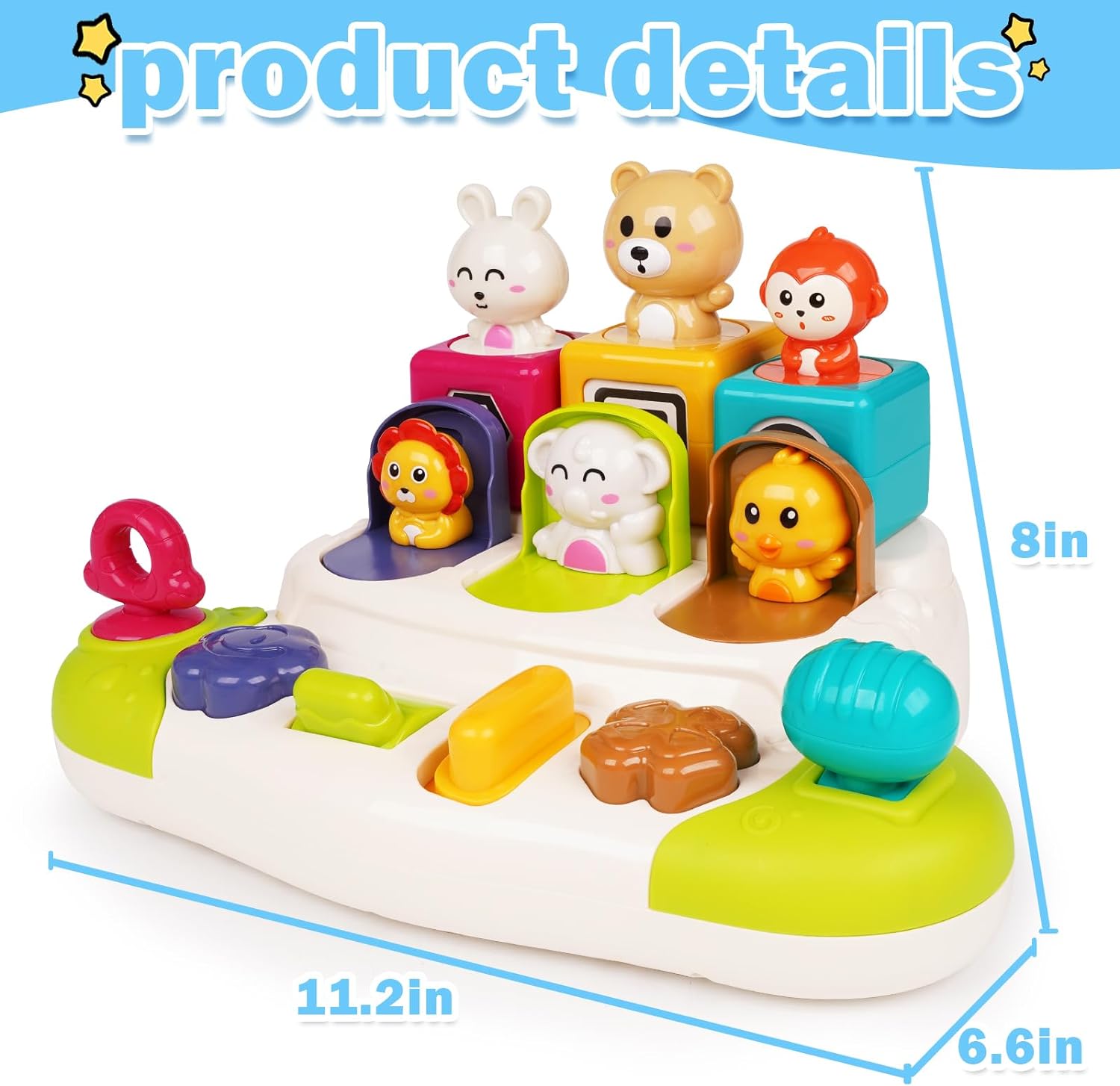 GOODWAY Baby Pop Up Animal Toy Early Learning Development Montessori ...