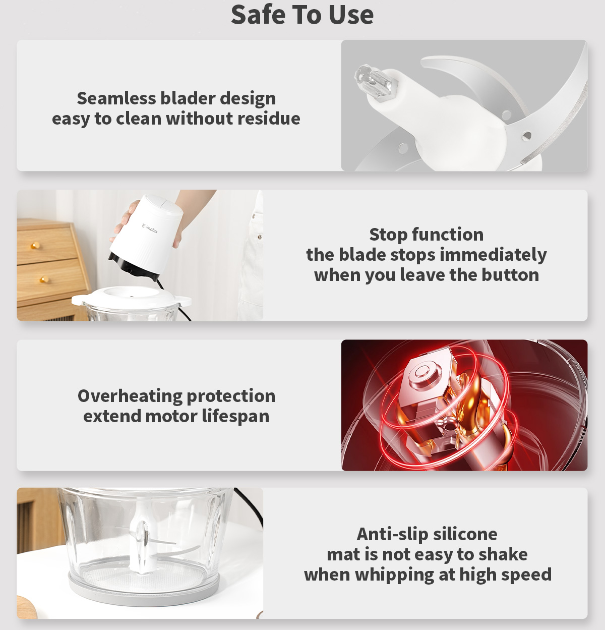 Simplus Food Processor 2L Large Capacity 300W Powerful Motor Meat ...