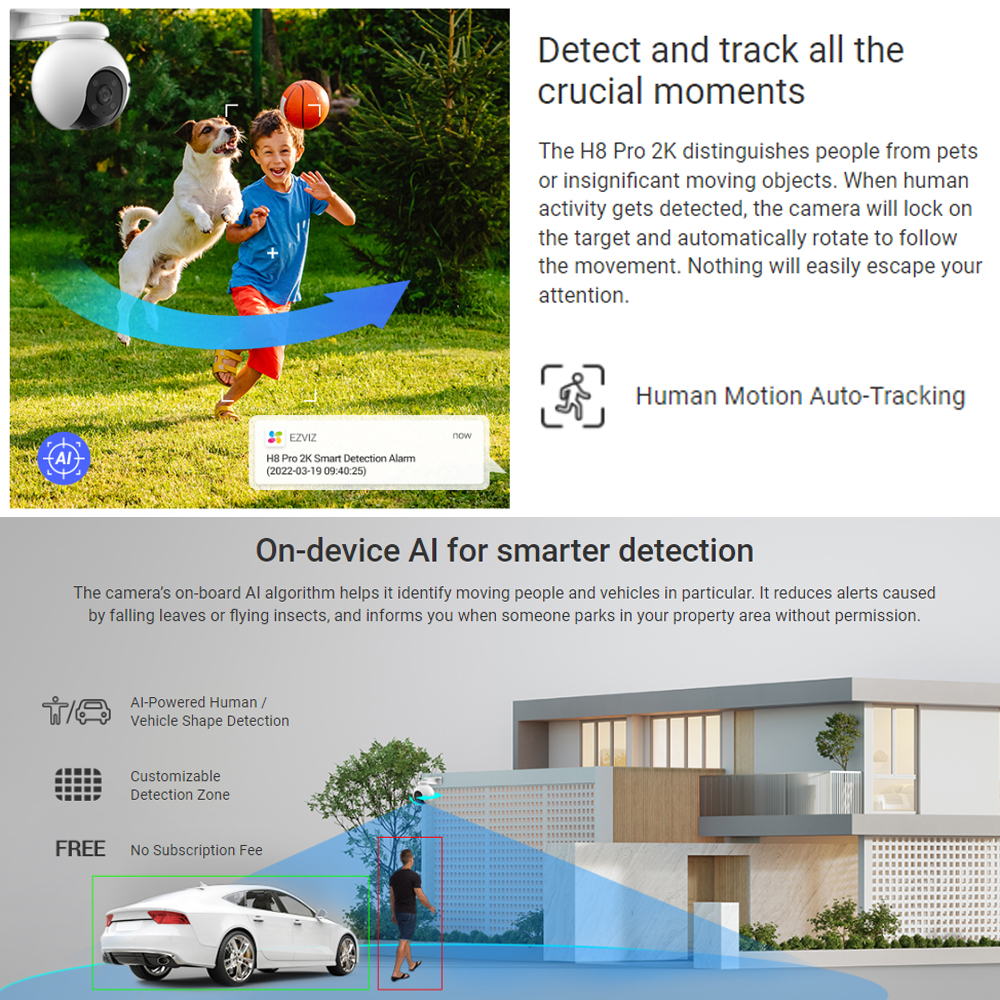 Ezviz H8 Pro 3MP 2K Wifi Camera Super Sharp Color Night Vision Two Way ...