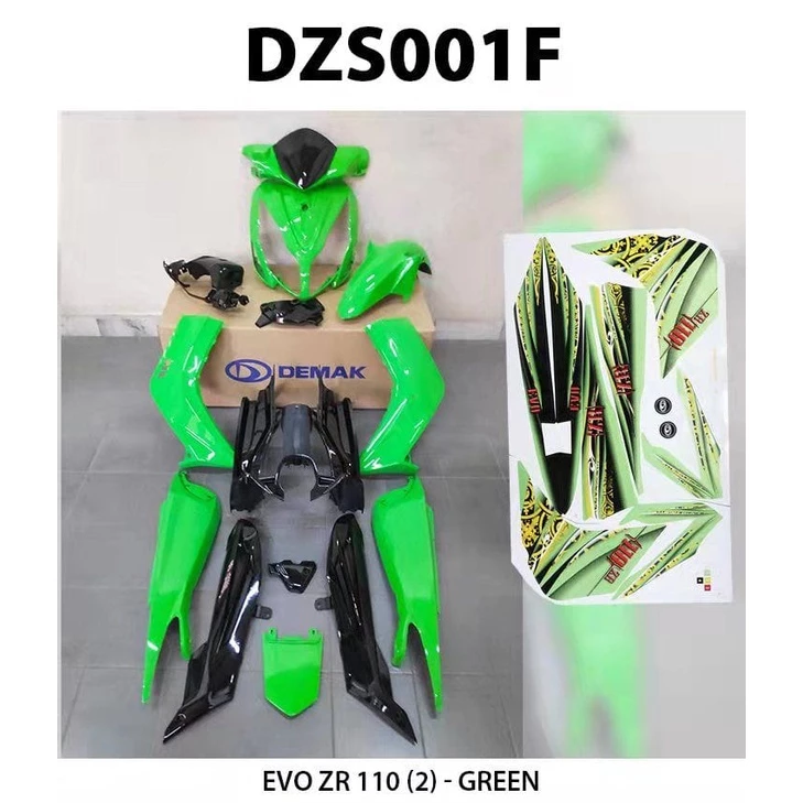 Demak Body Cover Set EVO-ZR 110 (2) Green Black Red Orange Yellow 100% Original Demak ...