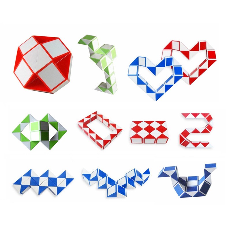 24 Blocks Kids Snake Magic Cube Twist Jigsaw Puzzle Speed Magic Snake ...