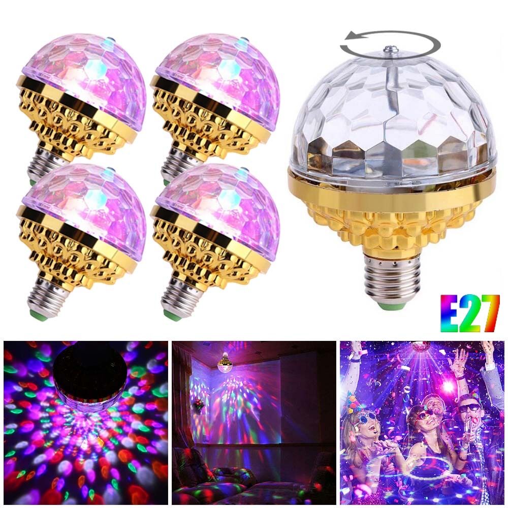 E27 Mini Rotating Magic Ball Light RGB Projection Lamp Party Dj Disco Ball Light For Home Party ...