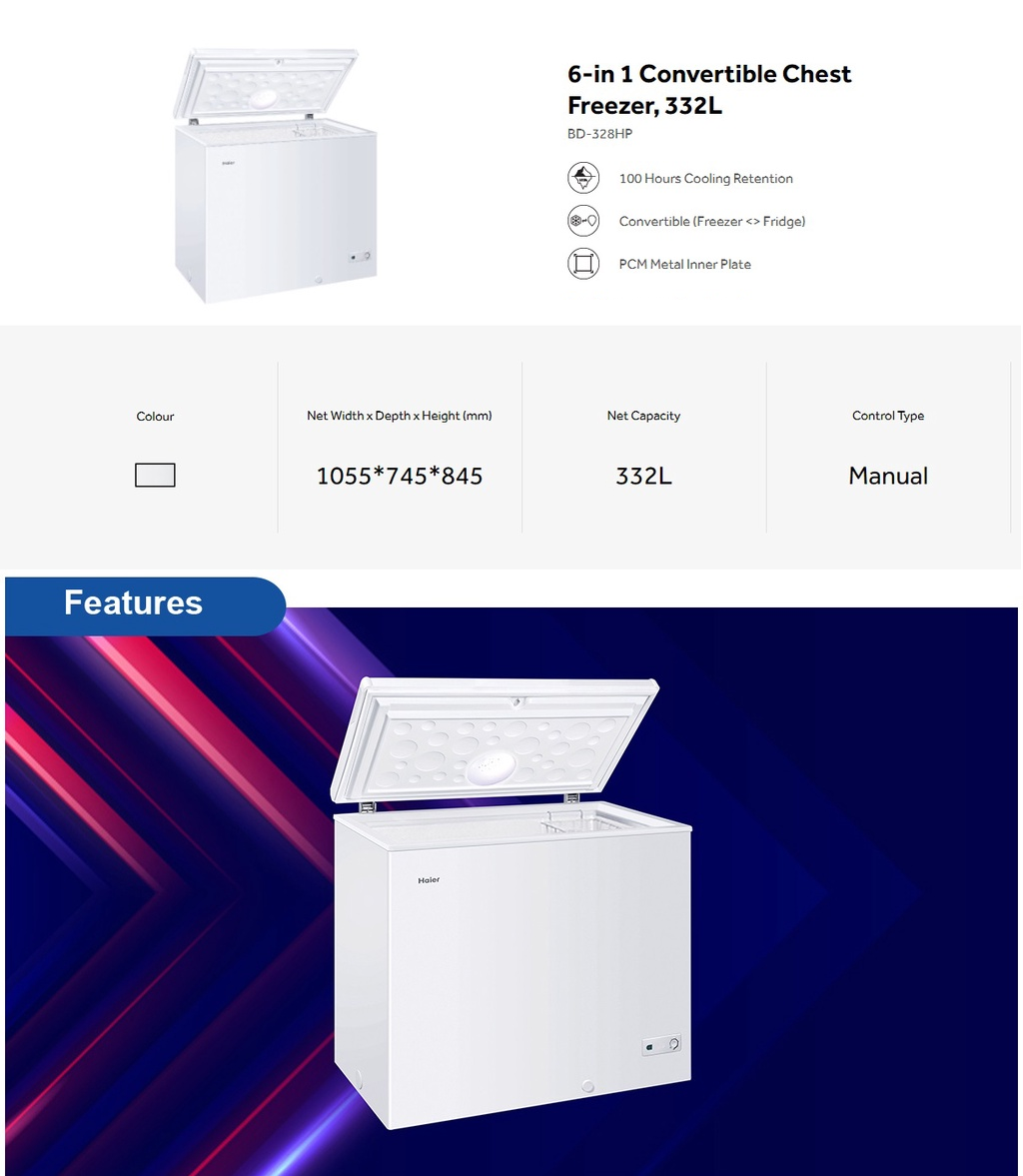Haier Chest Freezer 332L Peti Freezer Murah Deep Freezer Peti Sejuk ...