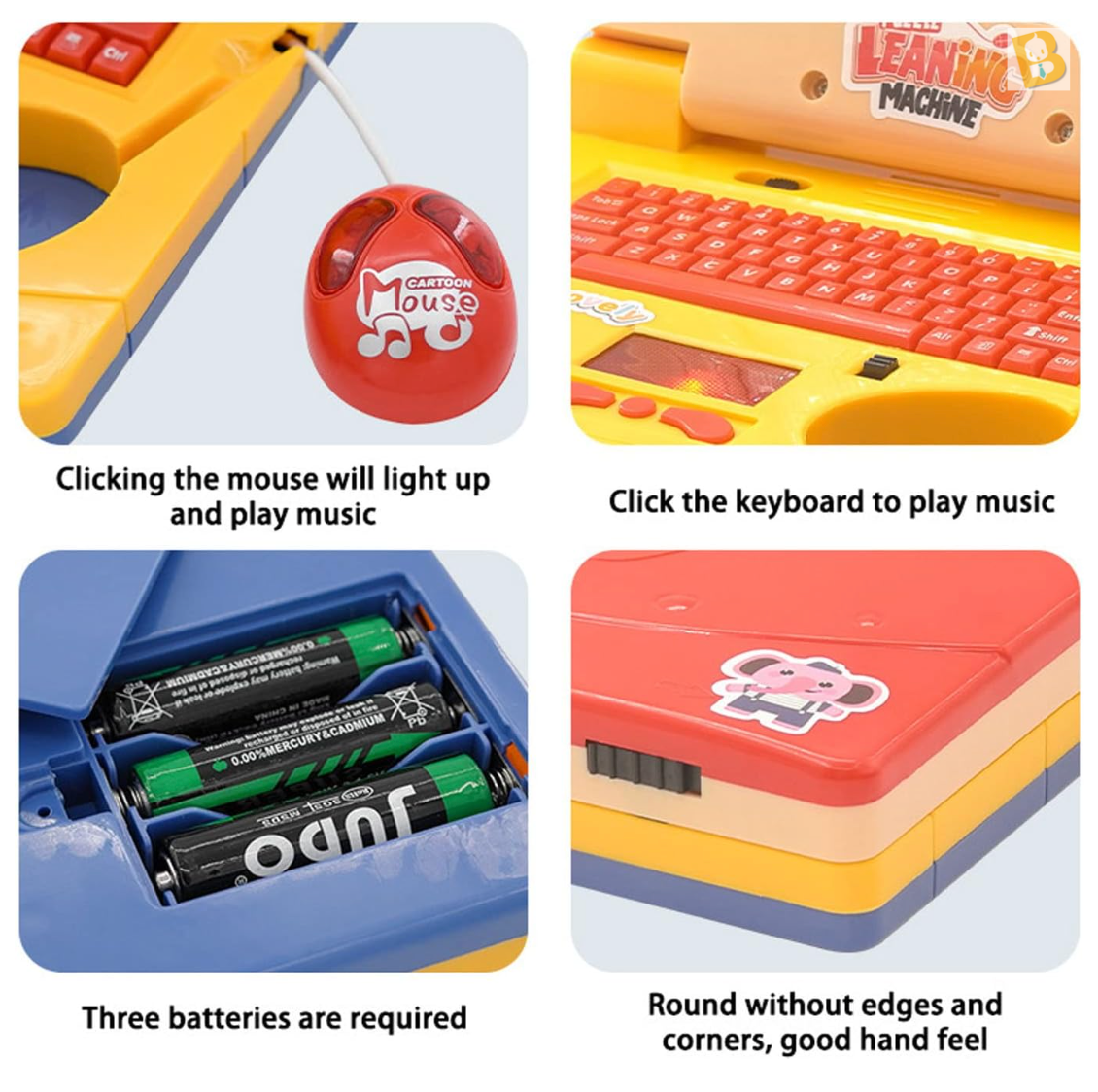 BabyBoss Music & Light Kids Small Laptop Plastic Simulation Computer ...