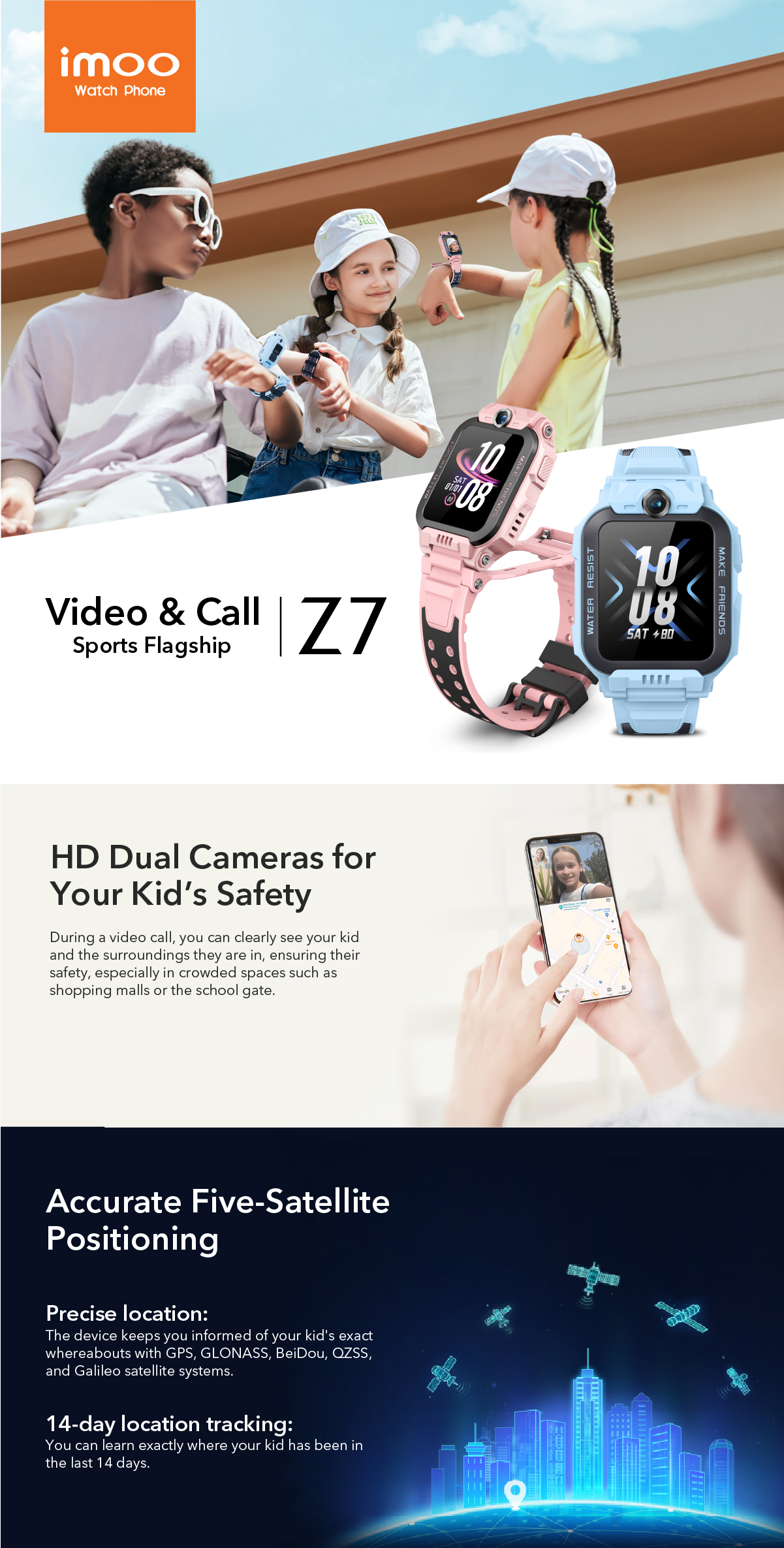 imoo Smart Kids Watch Phone Z7 Sports Mode HD Video Call Health ...